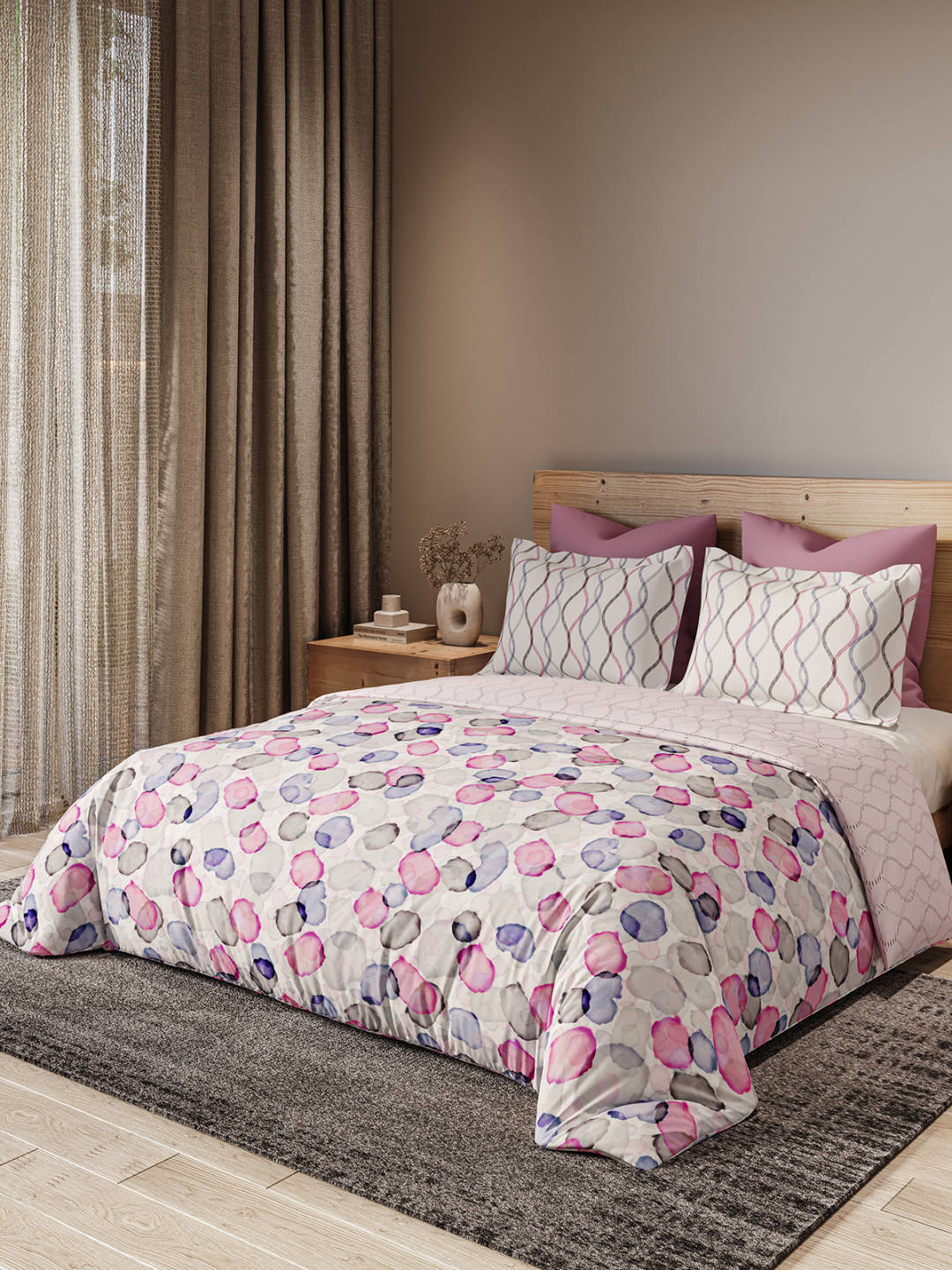 Bs-s-op48-cameo Pink - SINGLE BED SHEET SET 100% Coton in | D'Decor